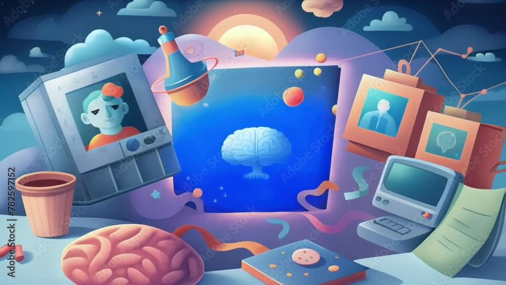 A digital scrapbook with images and text representing different ...