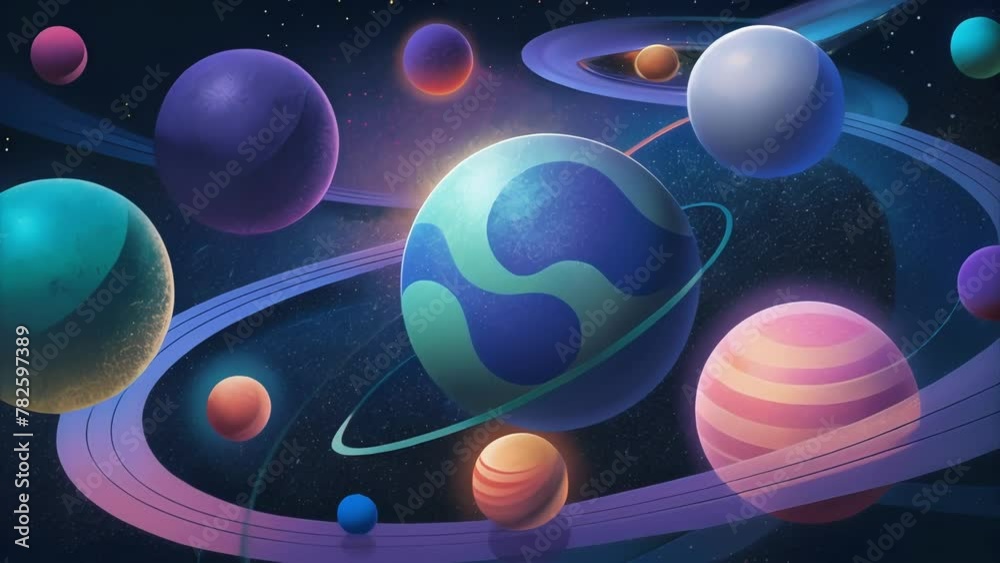 A collection of planets with varying shapes and sizes positioned at ...