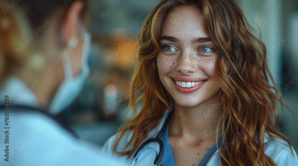 Thank you doctor. Smiling thankful mature sick man holding young female ...