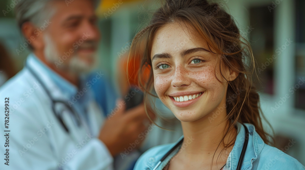 Thank you doctor. Smiling thankful mature sick man holding young female ...