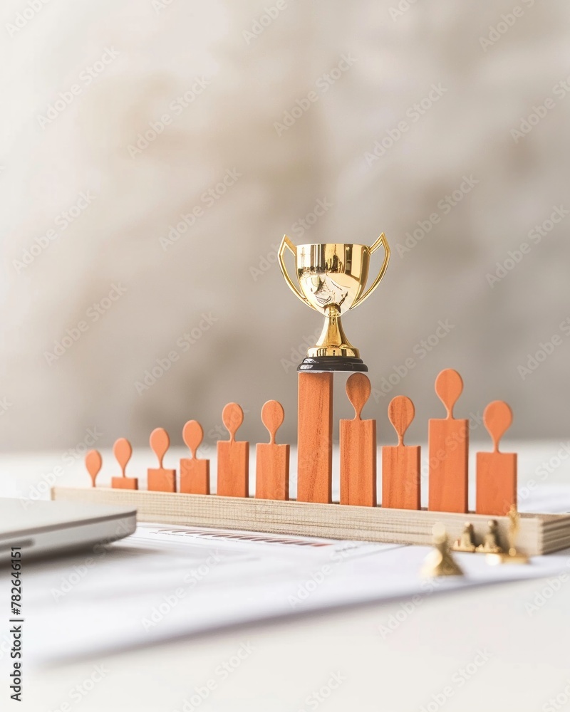 A bar graph with ascending values culminating in a trophy, illustrating ...