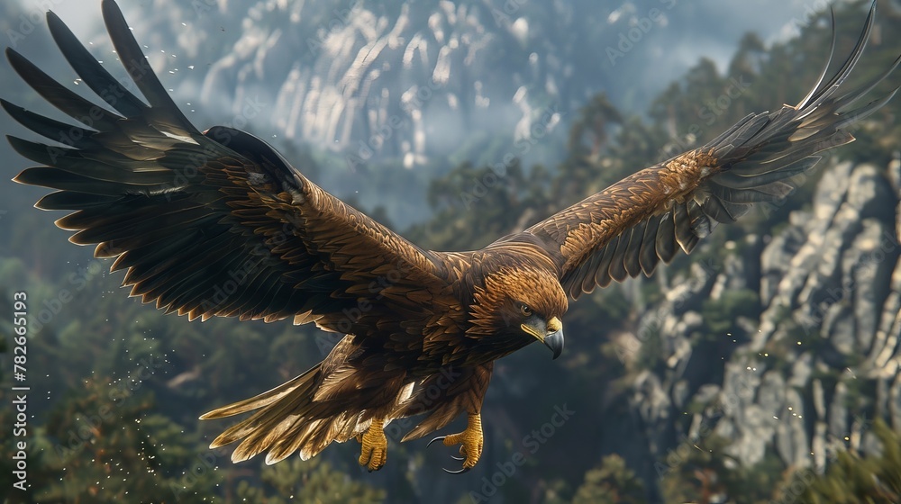 the fierce beauty of the North American Golden Eagle as it surveys its ...