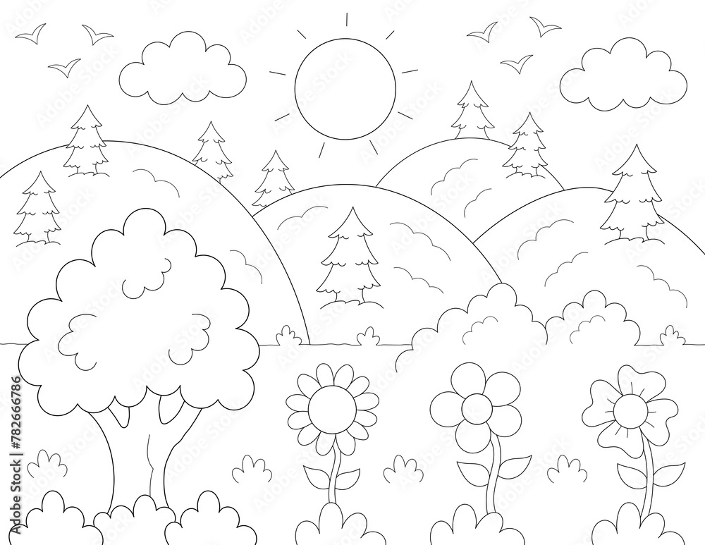 easy nature coloring page for kids. you can print it on standard 8.5x11 ...