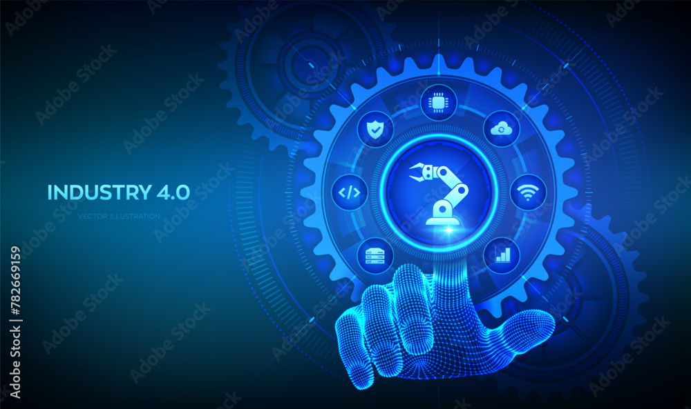 Smart Industry 4.0 concept. Factory automation. Autonomous industrial ...