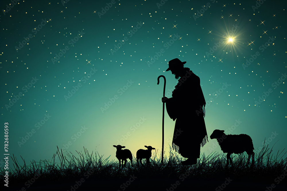 Shepherd Jesus Christ leading the sheep and praying to God. Jesus ...