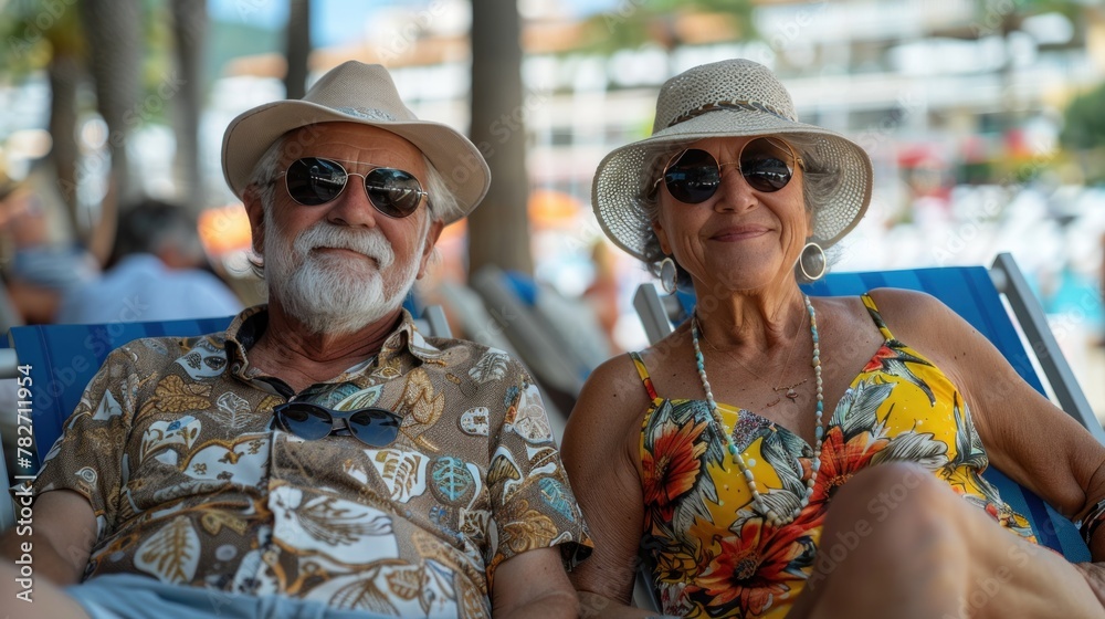 Enjoy life with senior couple enjoying sea travel Happy retired elderly ...