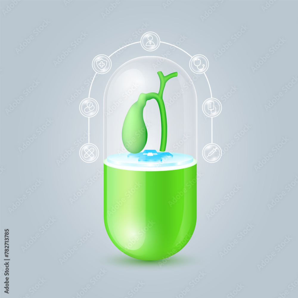 Gallbladder green floating on cross symbols medical in transparent ...