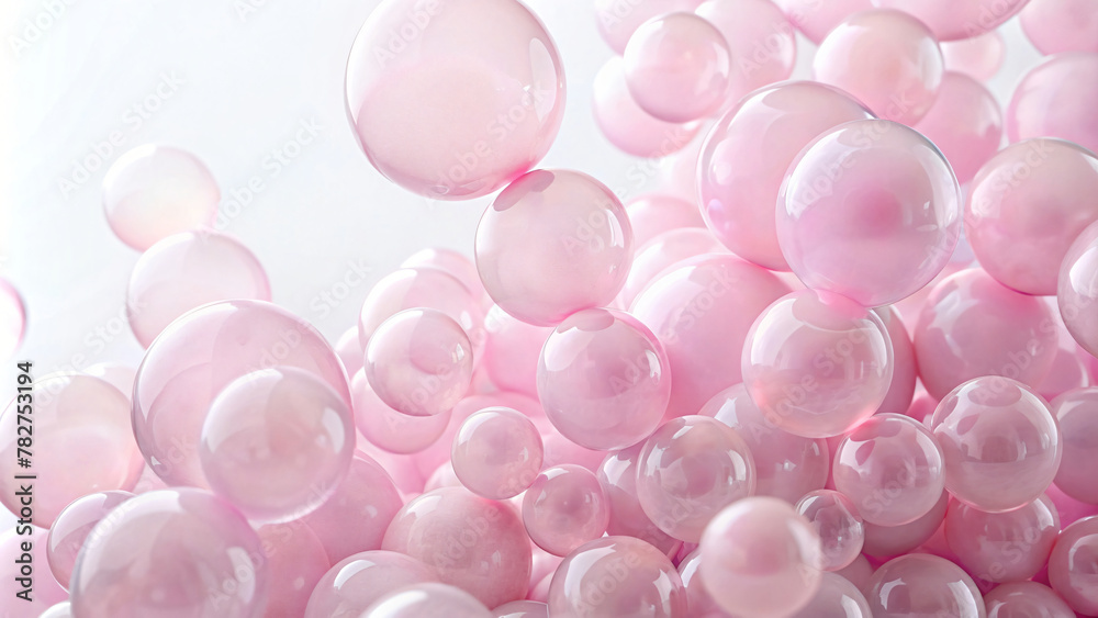 Pink bubbles float in the sky, reflecting light and adding a touch of ...