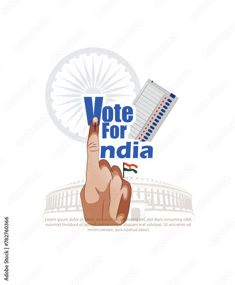 illustration vector Of Showing Voting Finger With Electronic Voting ...