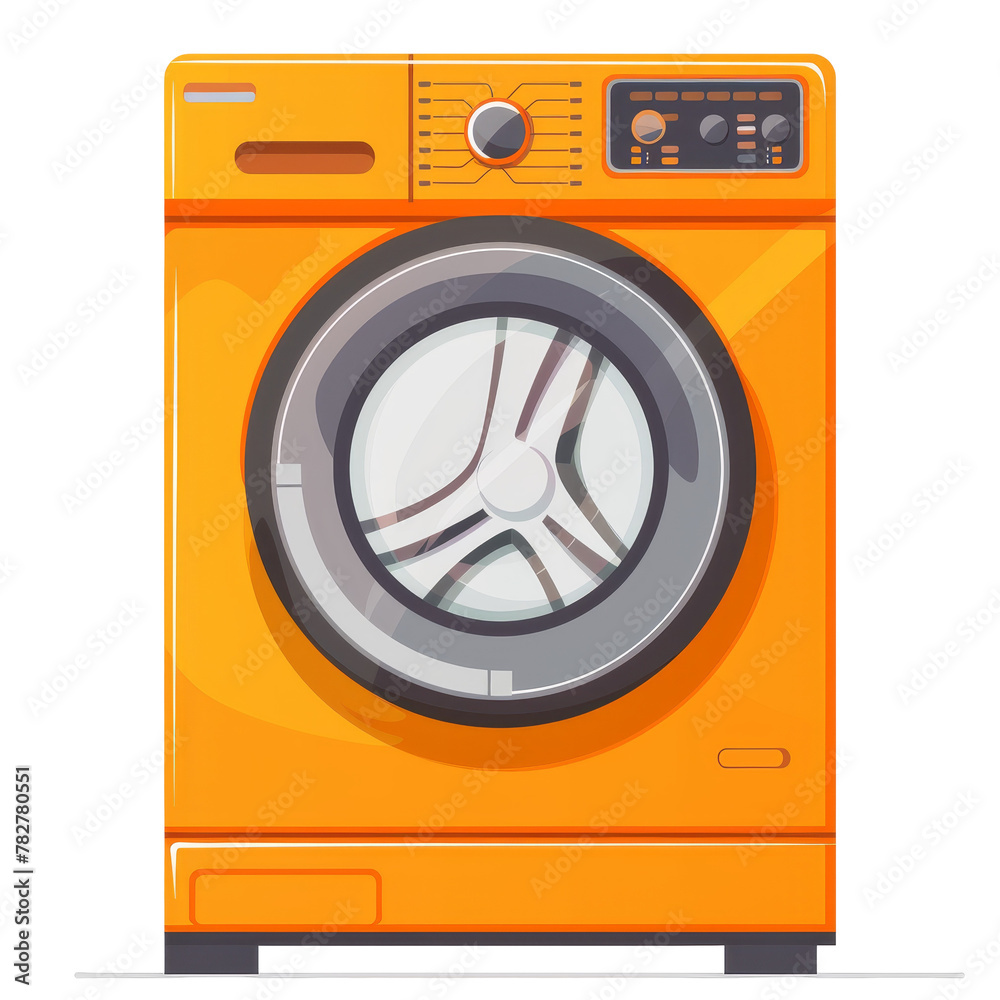Yellow Washing Machine With Front Button isolated on a transparent ...