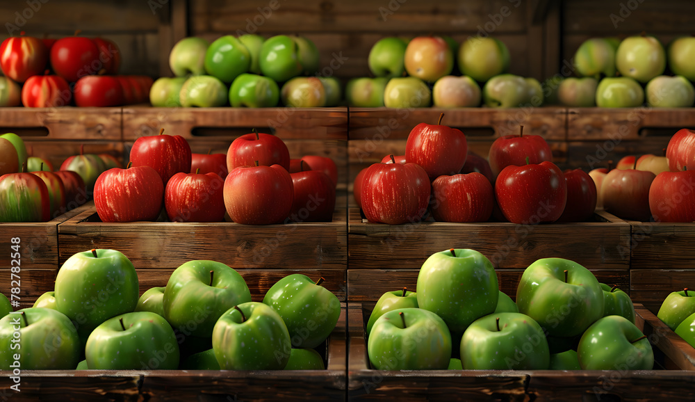 Apples on supermarket apple shelves display retail store organic local ...
