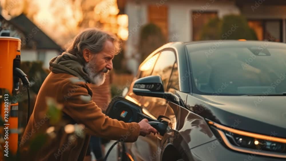 People using EV electric cars Electric vehicle charging and home ...