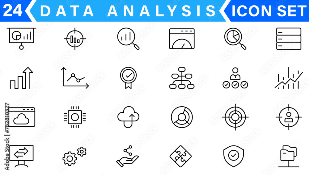 Data analysis icon set. Graphs, statistics, analytics, analysis, big ...