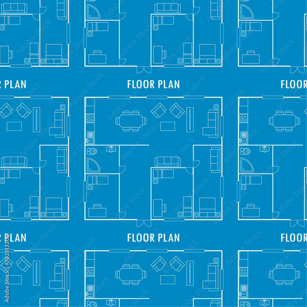 Housing architecture. Seamless pattern with house blueprint engineering ...