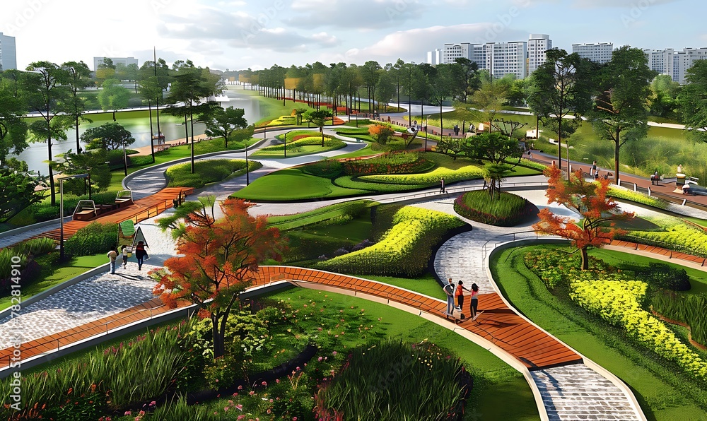 Design a sustainable urban park using CAD software. Incorporate green ...