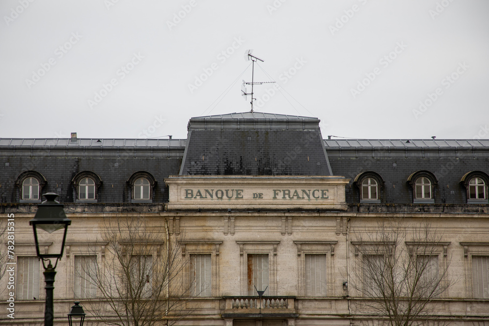 Banque de France logo text french national Bank brand sign building ...