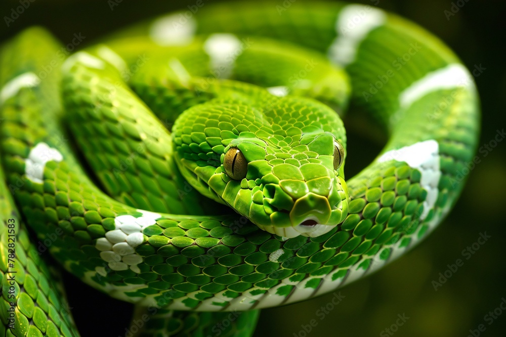 Green pit viper snake (Reticulated pit viper) Stock Illustration ...