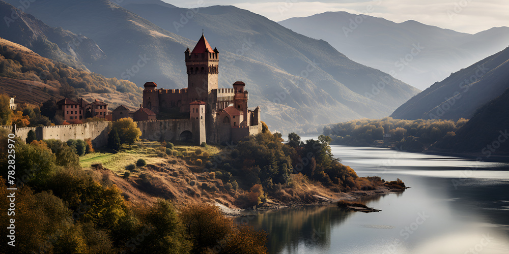 Picturesque Castle Overlooking a Serene OLake, Majestic castle of the ...