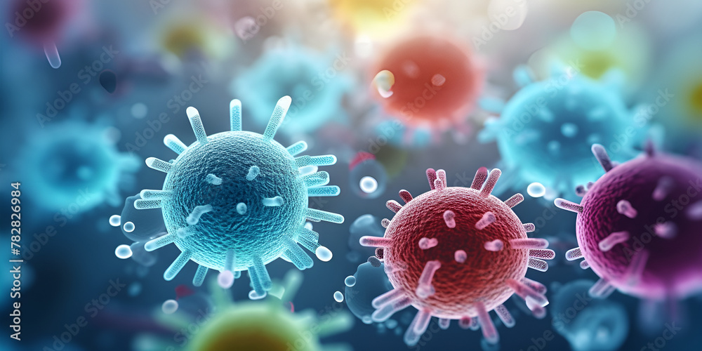 Microscopic germs and pathogens, Human host and virus at the cellular ...