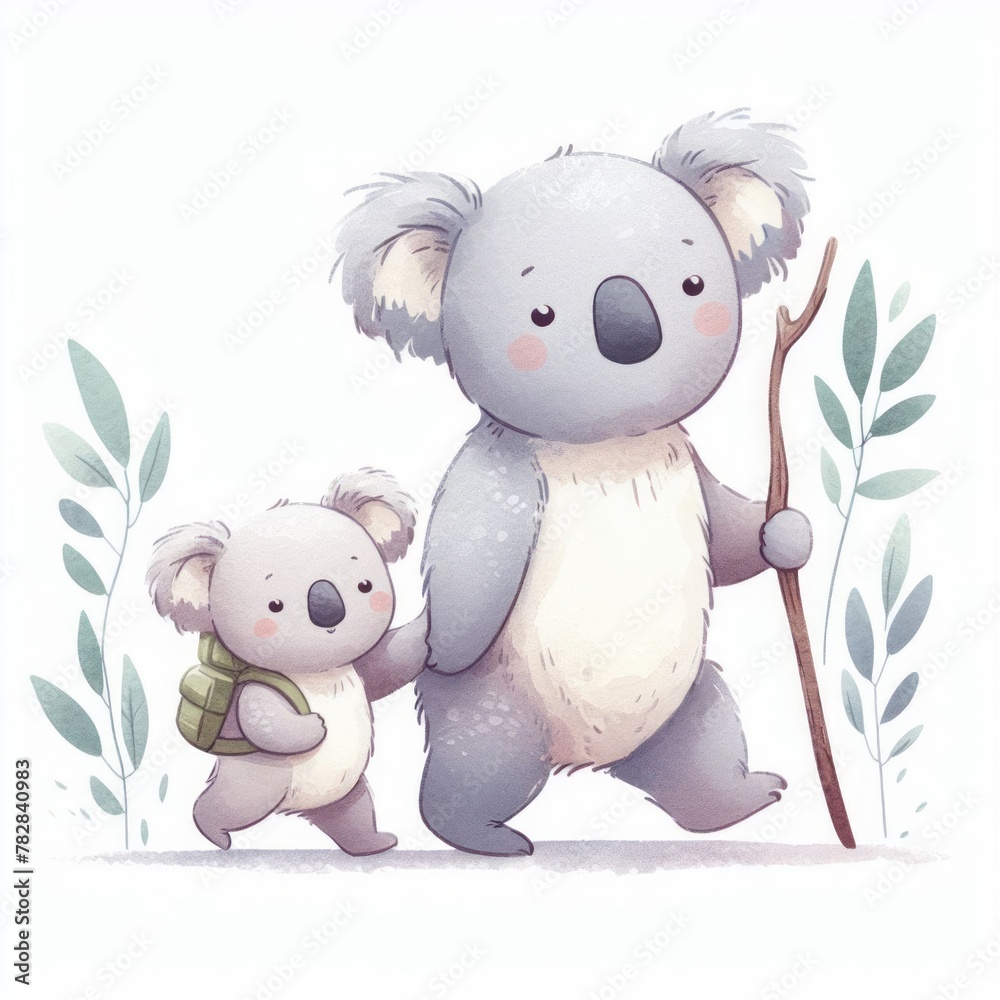 Koala Mom and Baby hiking ,Watercolor Mother's Day Clip Art, Greeting ...