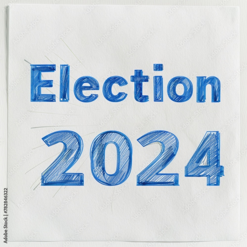 Election 2024 written blue text on white paper. Stock Photo | Adobe Stock