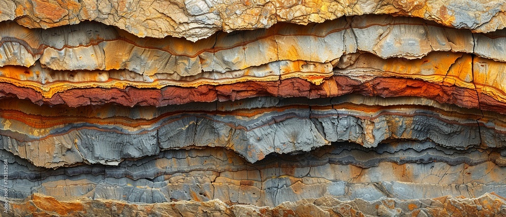 Sedimentary rock layers, close up, detailed striations, soft natural ...