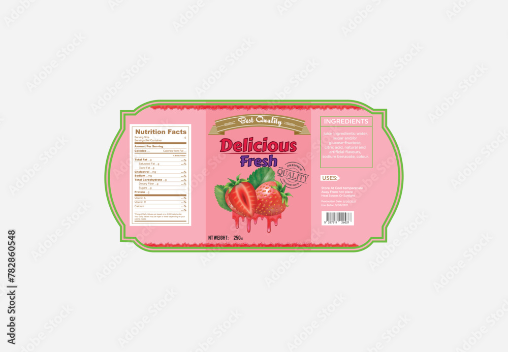 Vetor de strawberry jam label design, strawberry label design ...