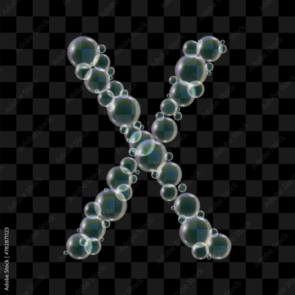 Letter X made of soap bubbles on a transparent background. Vector ...