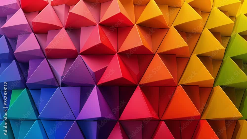 Triangular panels in shades of red orange yellow green blue and purple ...