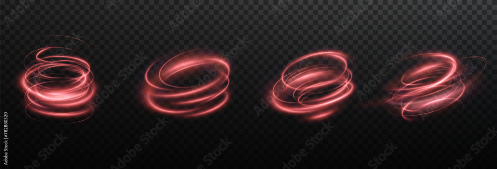 Light red Twirl. Curve light effect of red line. Luminous red circle ...