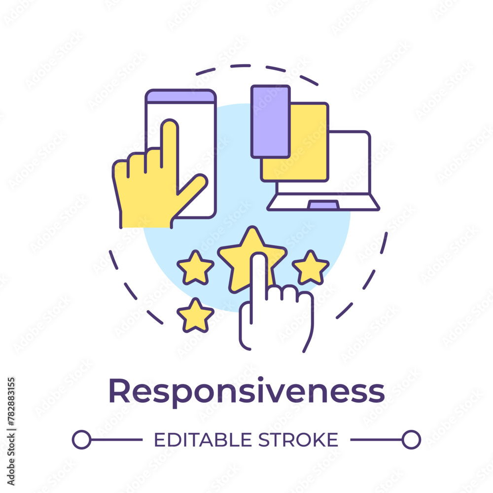 Responsiveness multi color concept icon. Software tools, device ...