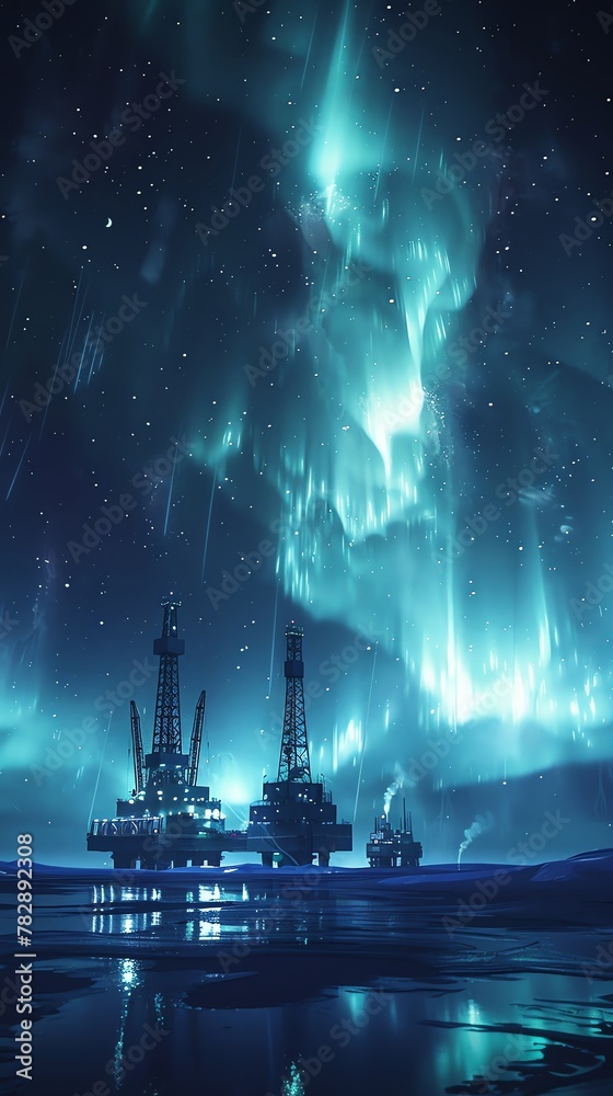 Animated sequence of the Arctic night, polar lights overshadowed by the ...