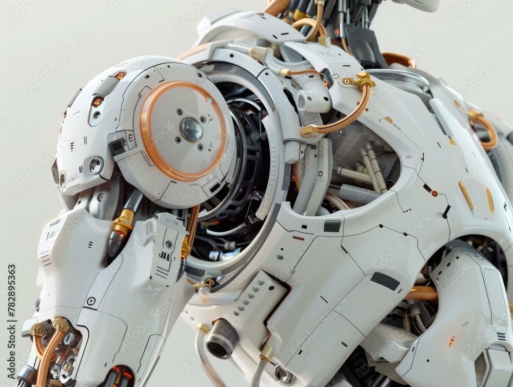 Technical illustration in 3D, showcasing the inner workings of a robot ...