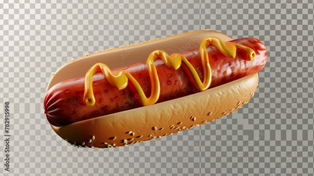 Isolated 3D hot dog on transparent background. Vectr illustration of ...