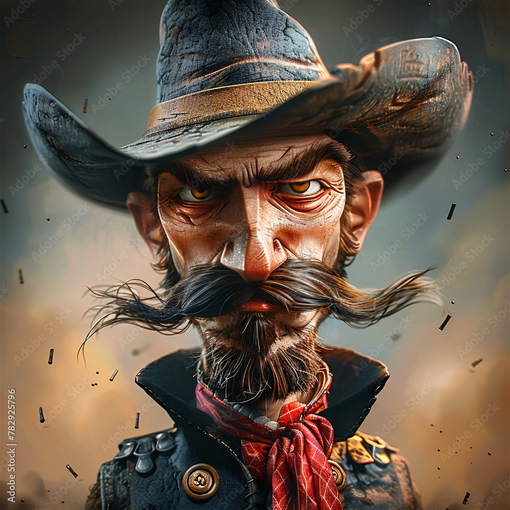 Caricature of a Gunfighter. Generated Image. A digital illustration of ...
