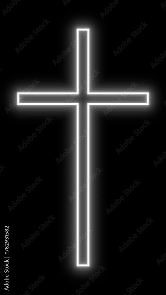 Crucifix cross animation, white religious outline cross motion graphic ...