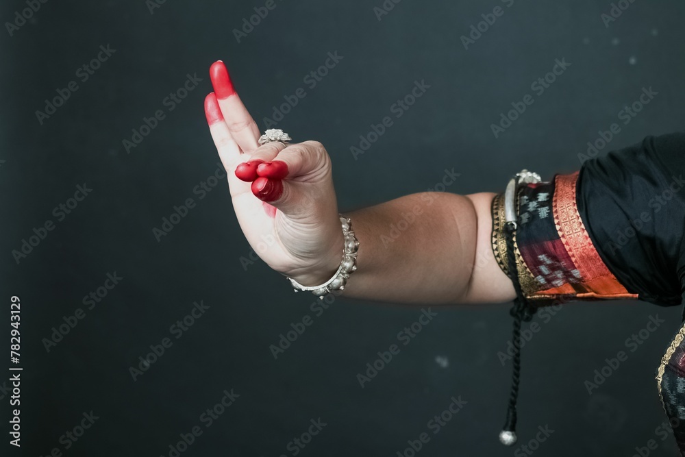 Close up of Hand gestures of an Odissi dancer, Indian classical dance ...