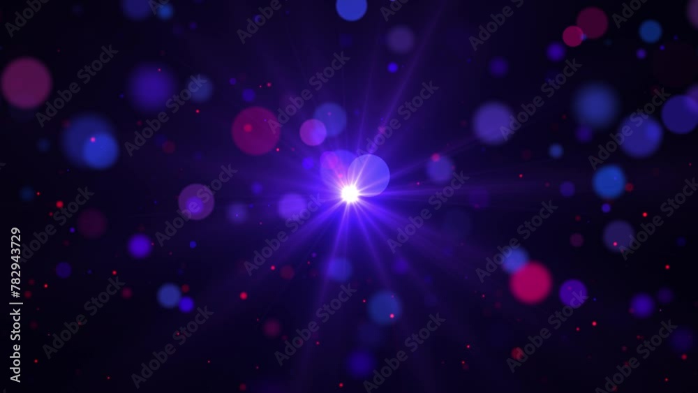 4k Abstract loop bokeh background with light particles on a dark background. Animation footage ...