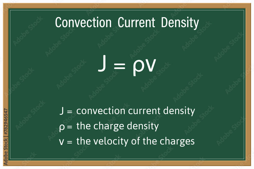 Vetor de Convection Current Density Formula on a green chalkboard ...