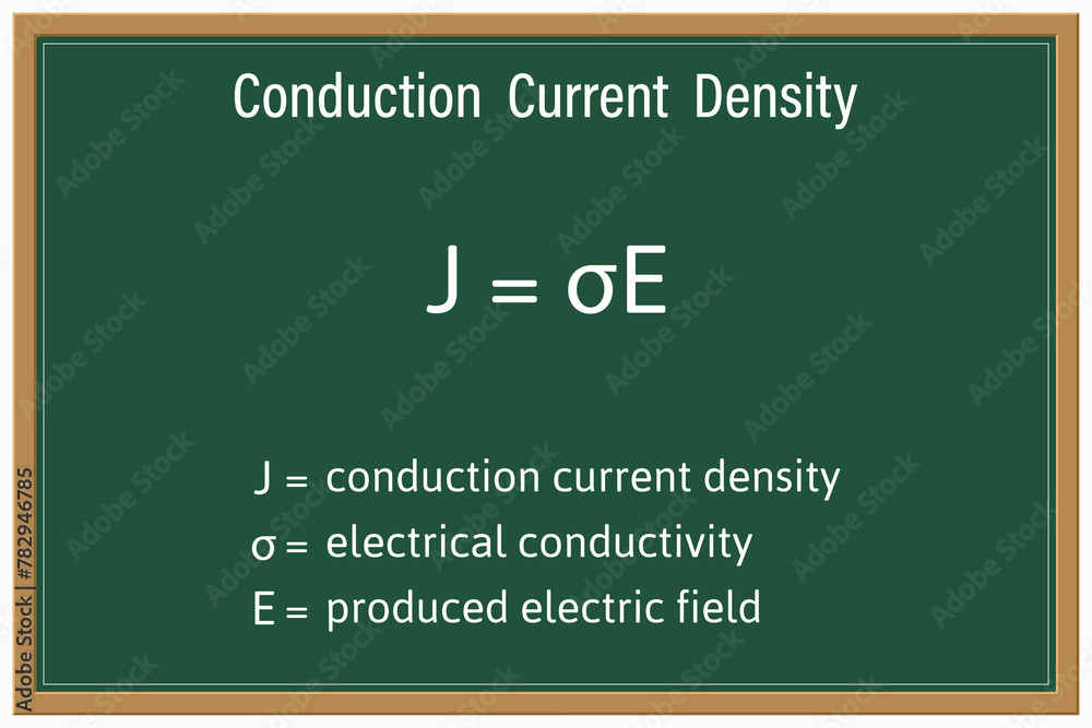 Conduction Current Density Formula on a green chalkboard. Education ... Conduction Current Density Formula on a green chalkboard. Education ...