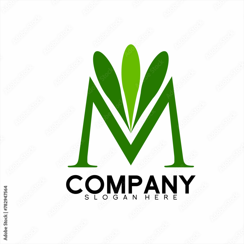 Artistic letter M logo design with three water drops. Stock Vector ...