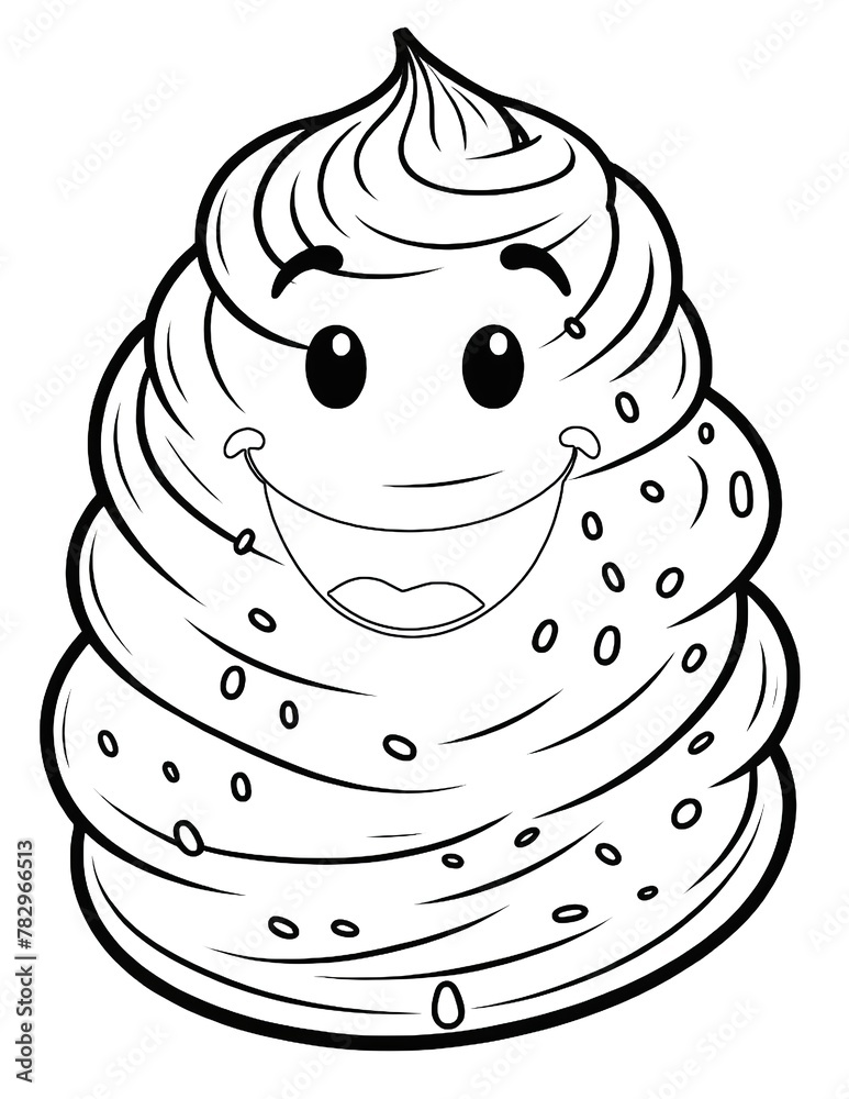 Poop Emoji Coloring Sheet Stock Illustration | Adobe Stock