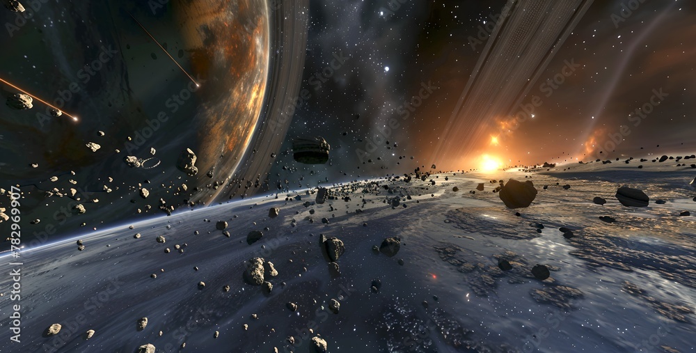 Stunning AI-Generated Space Scene with Asteroids and a Distant Sun ...