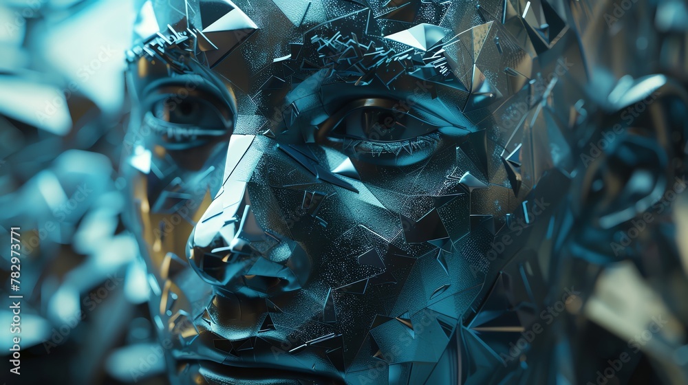 Abstract shapes and metallic textures to convey the sense of isolation ...