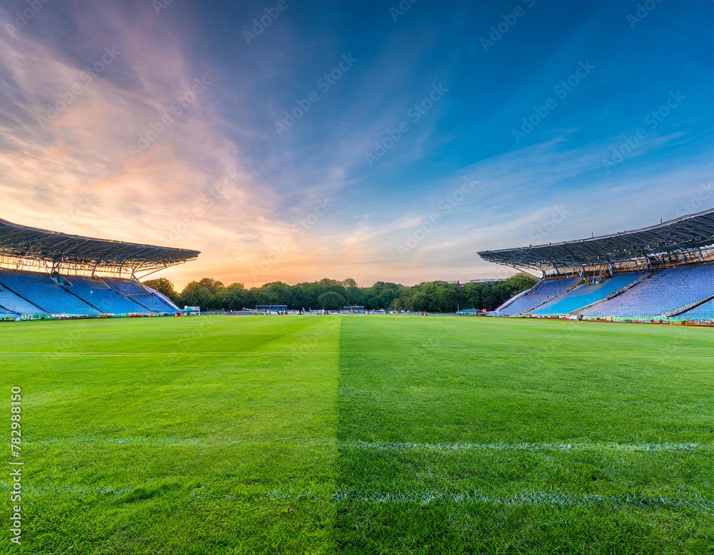 Panoramic highdefinition image of a cricket stadium showing the ...