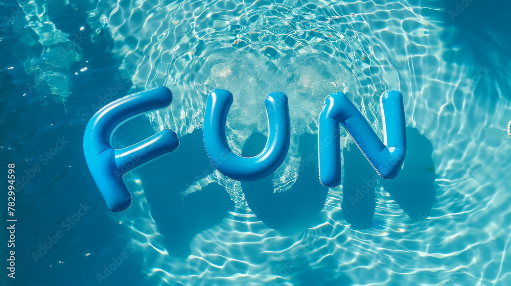 Summer fun concept image with a swimming pool with FUN word written ...