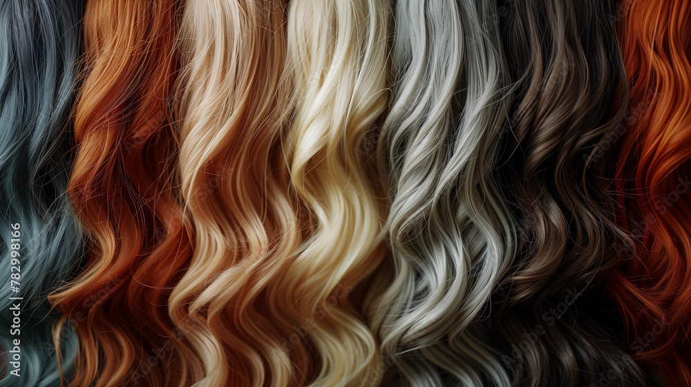 Backdrop silky curly colorful rainbow wavy wig hair weave swatch grey ...