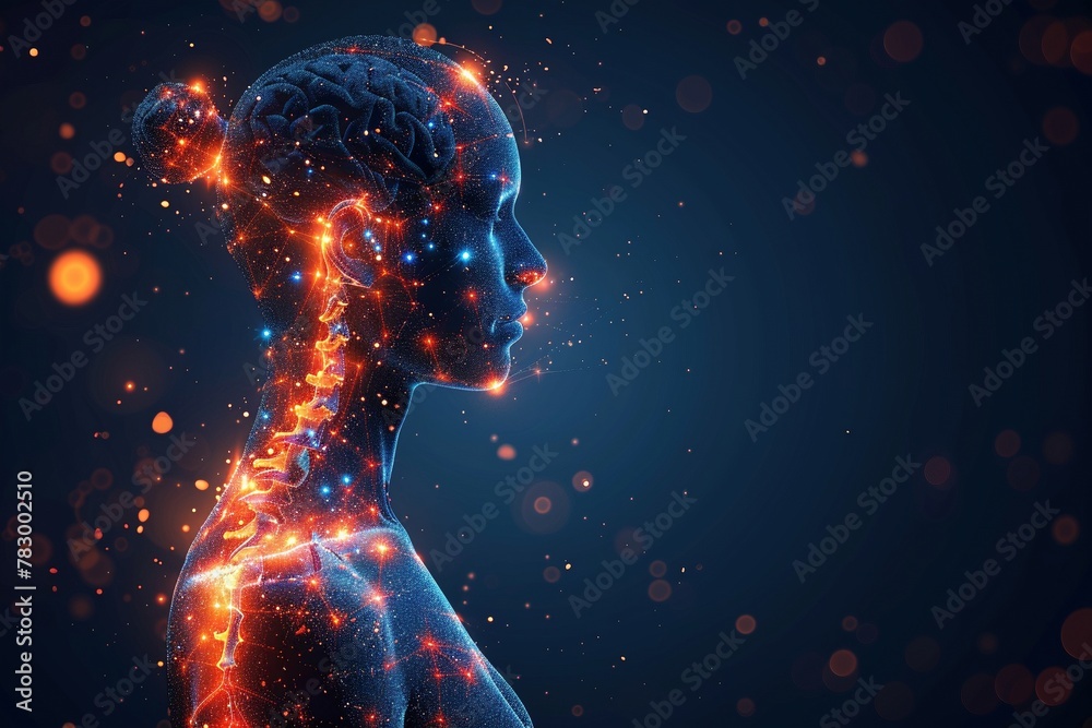 Highlighting key pressure points: A minimalist profile illustration of ...