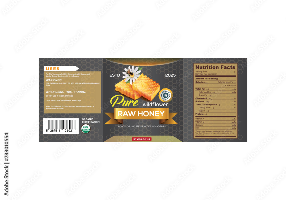 pure honey label design, pure honey, 2025 label, new label, vintage ...