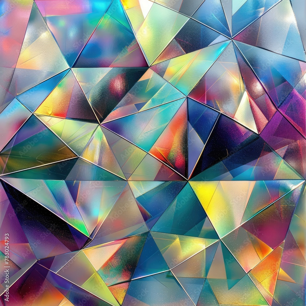Triangles in a holographic and iridescent finish Stock Illustration ...
